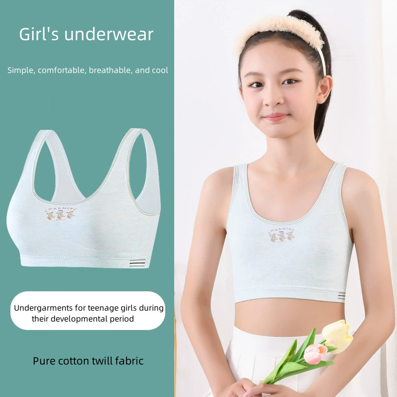 Student Bra Padded Bra Teenage Girl Cotton Training Bra | Shopee Malaysia