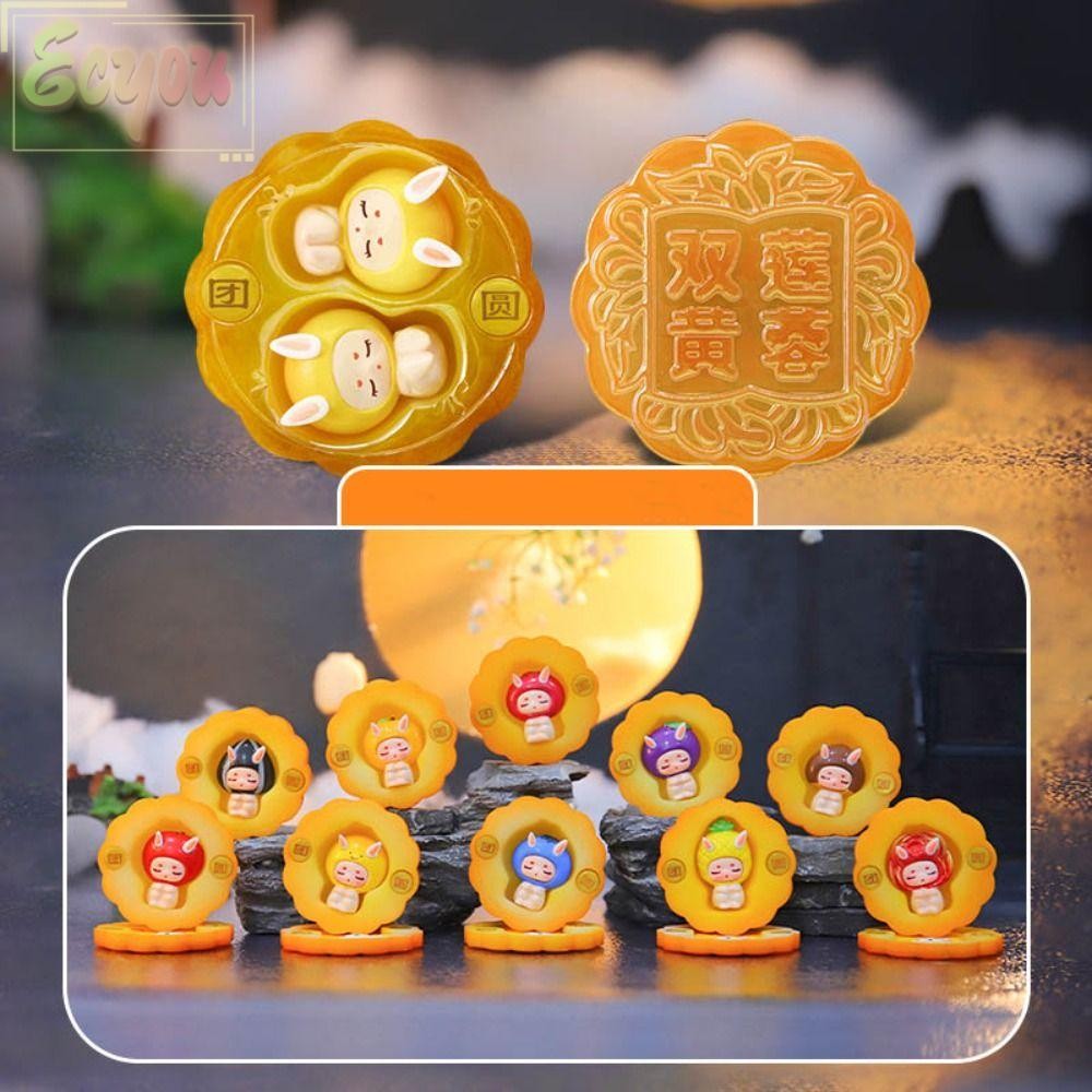 ECYOU Box, Resin Mid-Autumn Festival Mooncake Figure Model, Mooncake ...