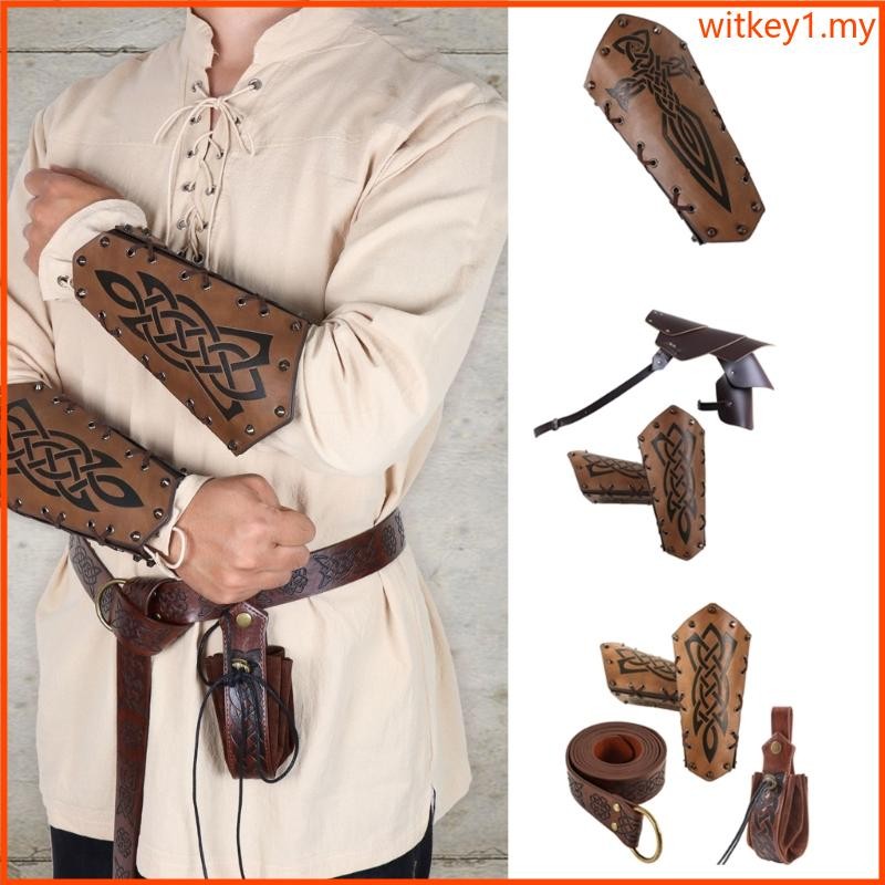 WIT Medieval Belt Leather Arm Guards Knight Arm Gauntlets for Halloween ...