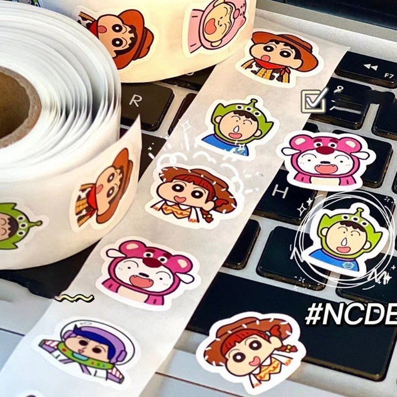 500PCS Anime Puppy Cute Stickers Kawaii Crayon Shin-chan Stickers Rolls ...