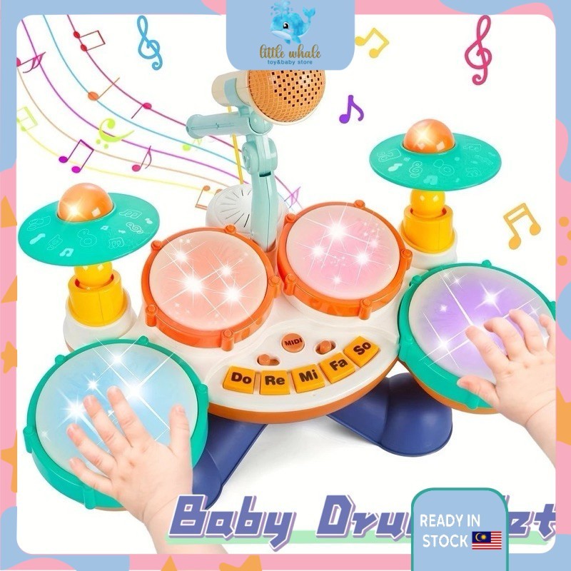 🐳Drum Set Baby DrumSet Piano Electronic Musical Educational Toys for ...
