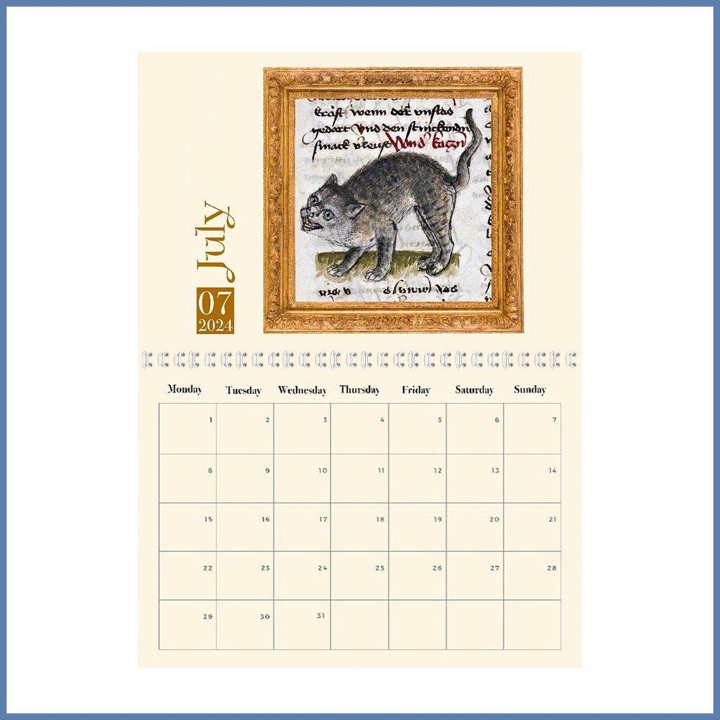 Animal Wall Calendar Weird Medieval Cats 2024 Art Calendars 12 Month ...