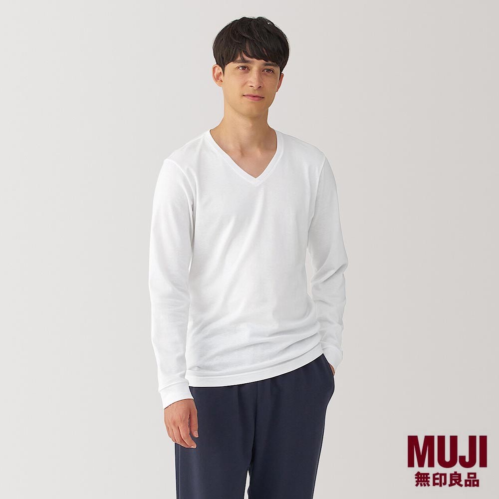 MUJI Men Warm Cotton (Thick) V Neck L/S T-Shirt | Shopee Malaysia
