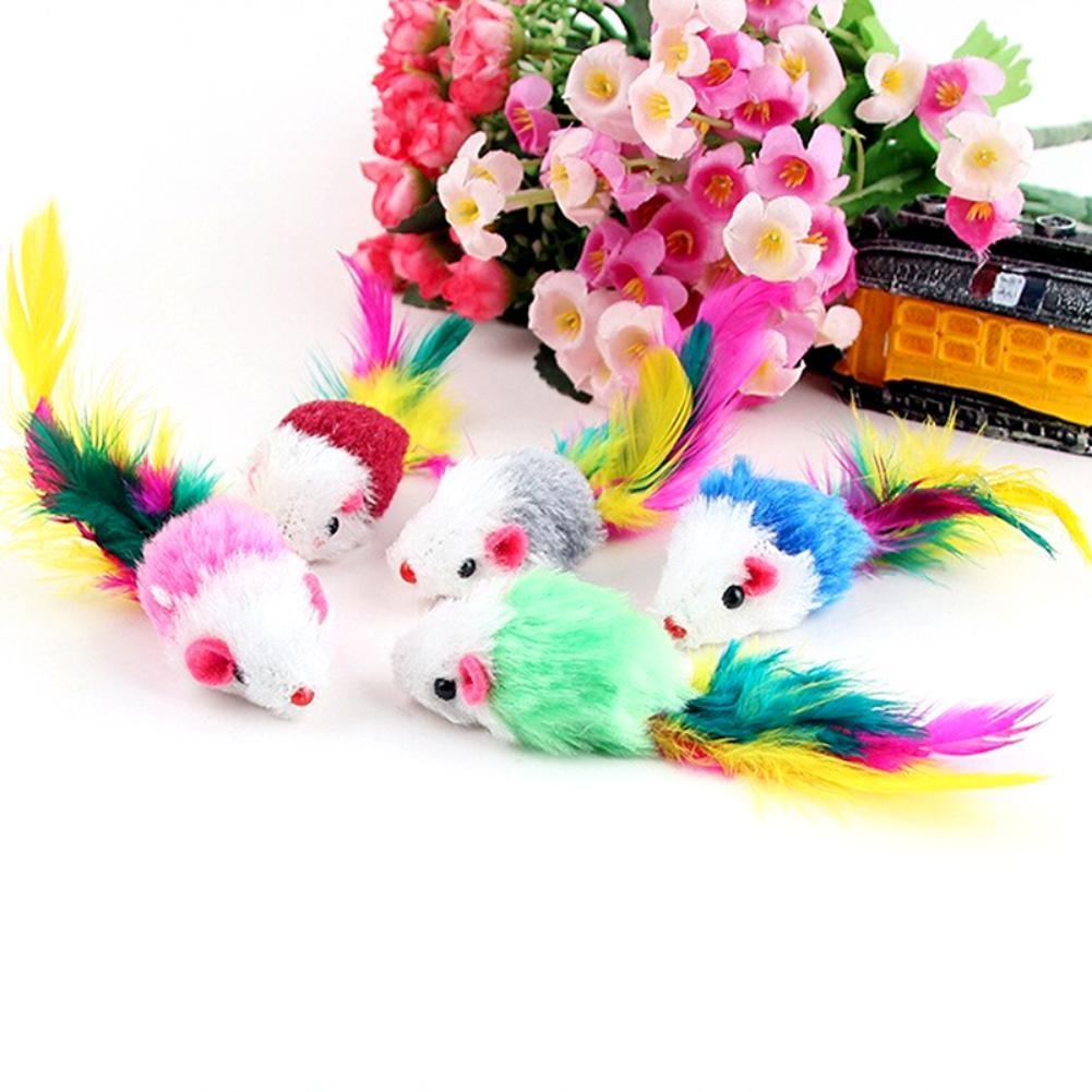 Furry Mouse Cat Kitten Real Fur Gravel Sounds Cute Toy Toys Faux Cat ...