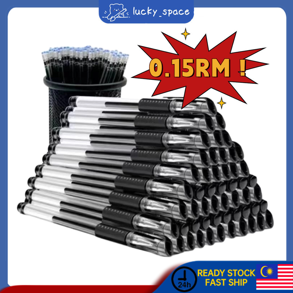 100Pcs 0.5mm Gel Pen Ball Point Student Office Needle Tip Black Carbon ...