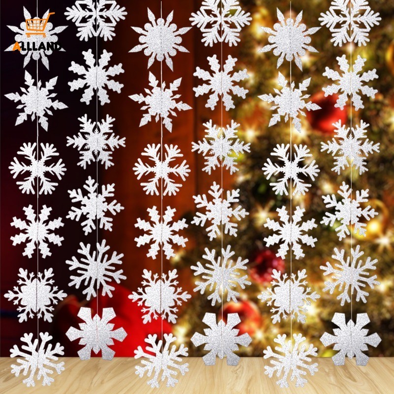 Christmas Paper Snowflake String Pendent - Xmas Tree Ceiling Hanging ...