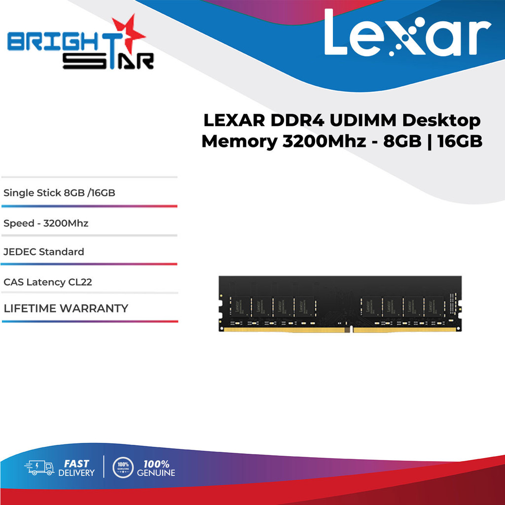 LEXAR DDR4 UDIMM Desktop Memory 3200Mhz - 8GB/16GB | Shopee Malaysia