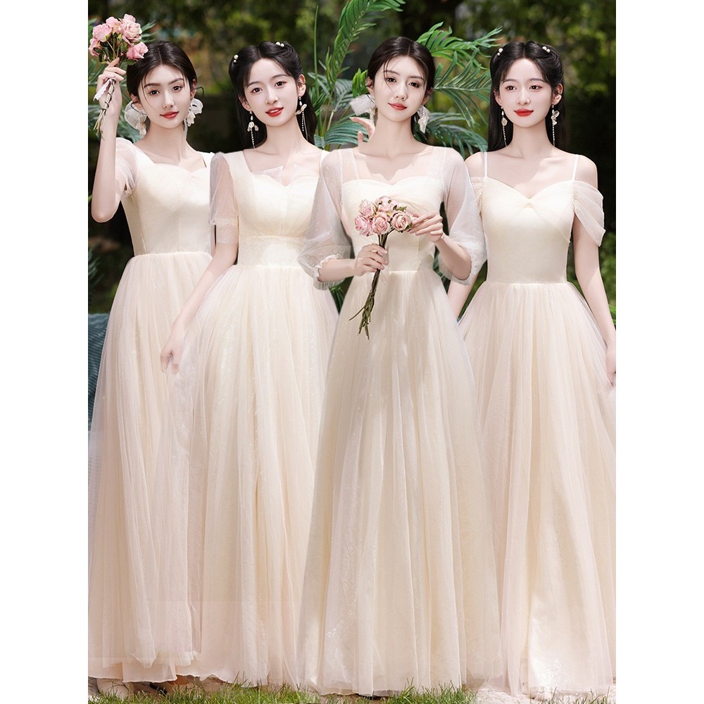 Champagne Bridesmaid Dress for Women 2024 New Sister Group Best Friend ...