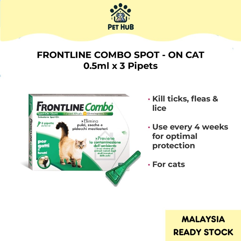 Frontline Combo Spot On Cat 0.5ml X 3 Pipet | Kutu Kucing Tick Flea ...