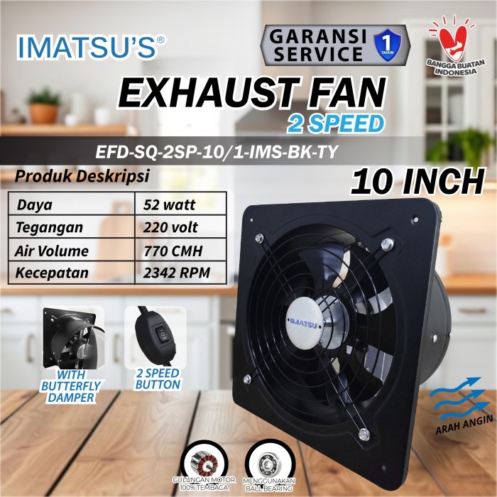 Exhaust Fan 10 Inch Wall Air Duct Booster Fan 10" Inch 2 Speed / Hexos ...