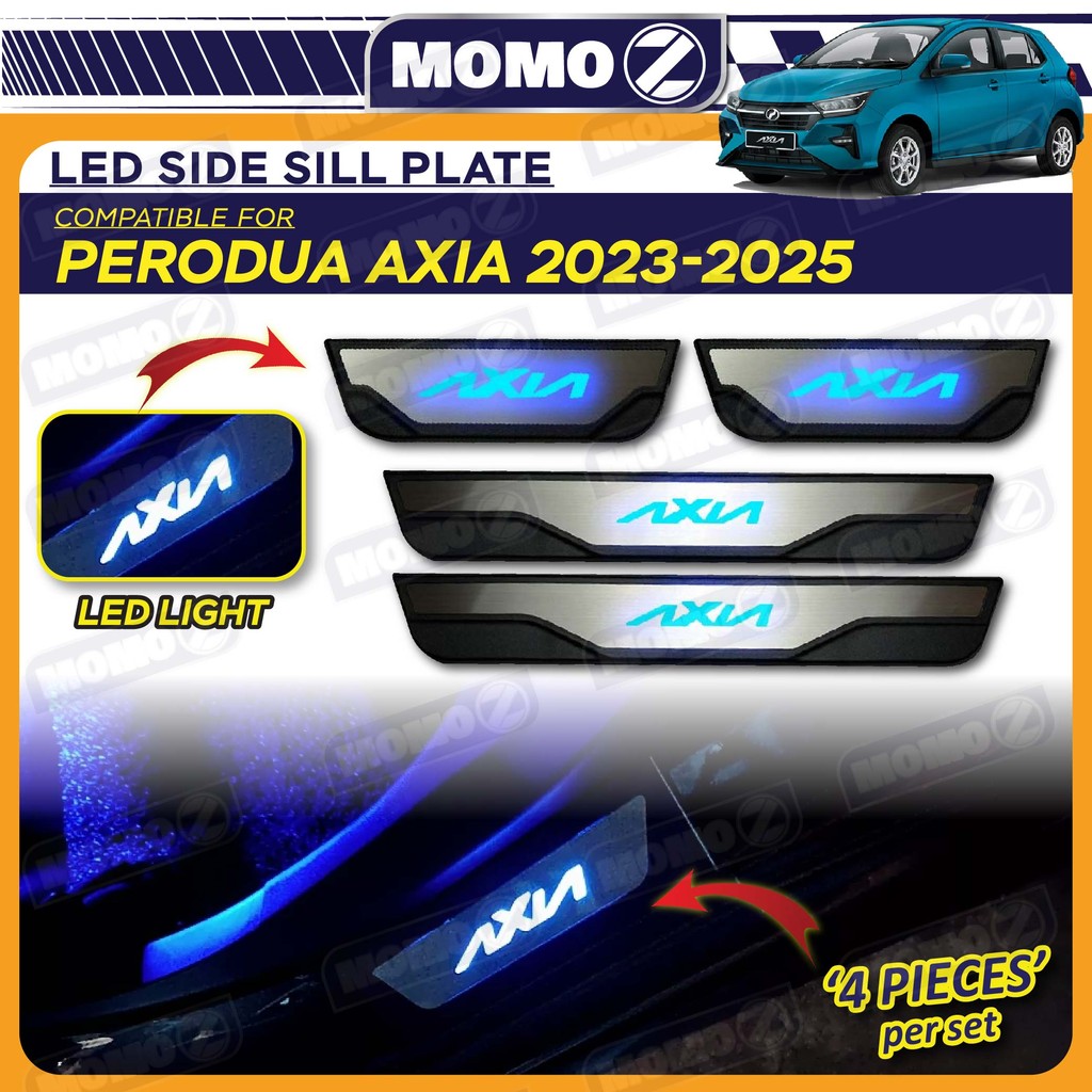Car Perodua Axia 2023 - 2025 LED Door Side Sill Step Plates Stainless ...
