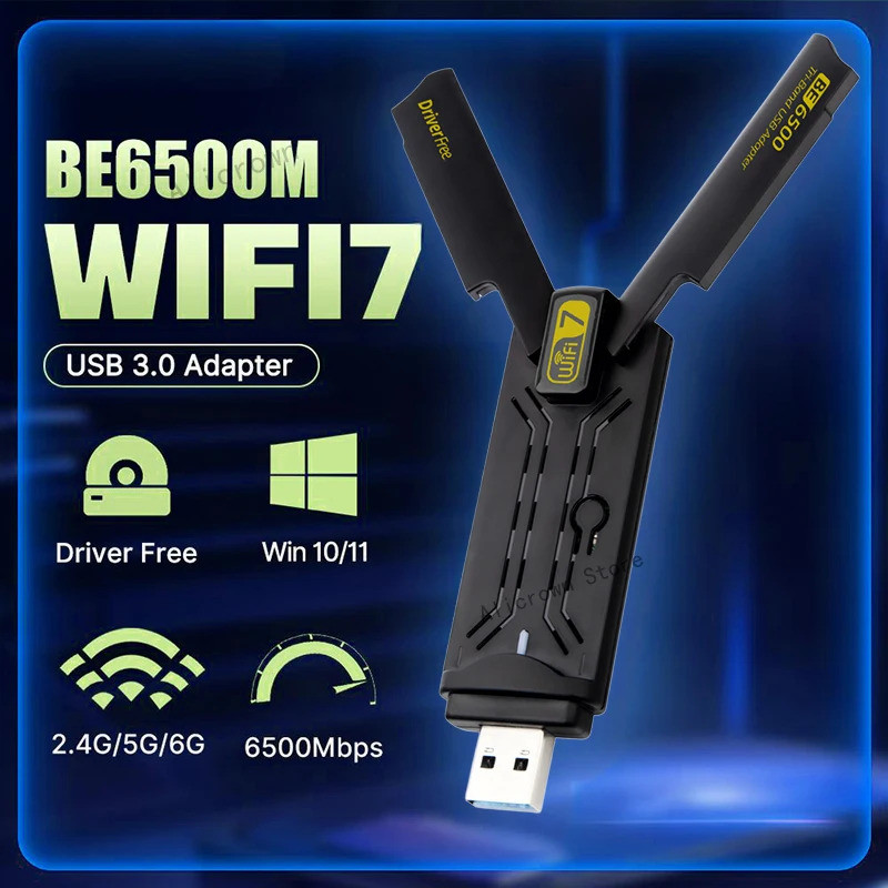 BE6500 WiFi 7 Penyesuai Kad Rangkaian Ethernet USB3.0 untuk Antena ...