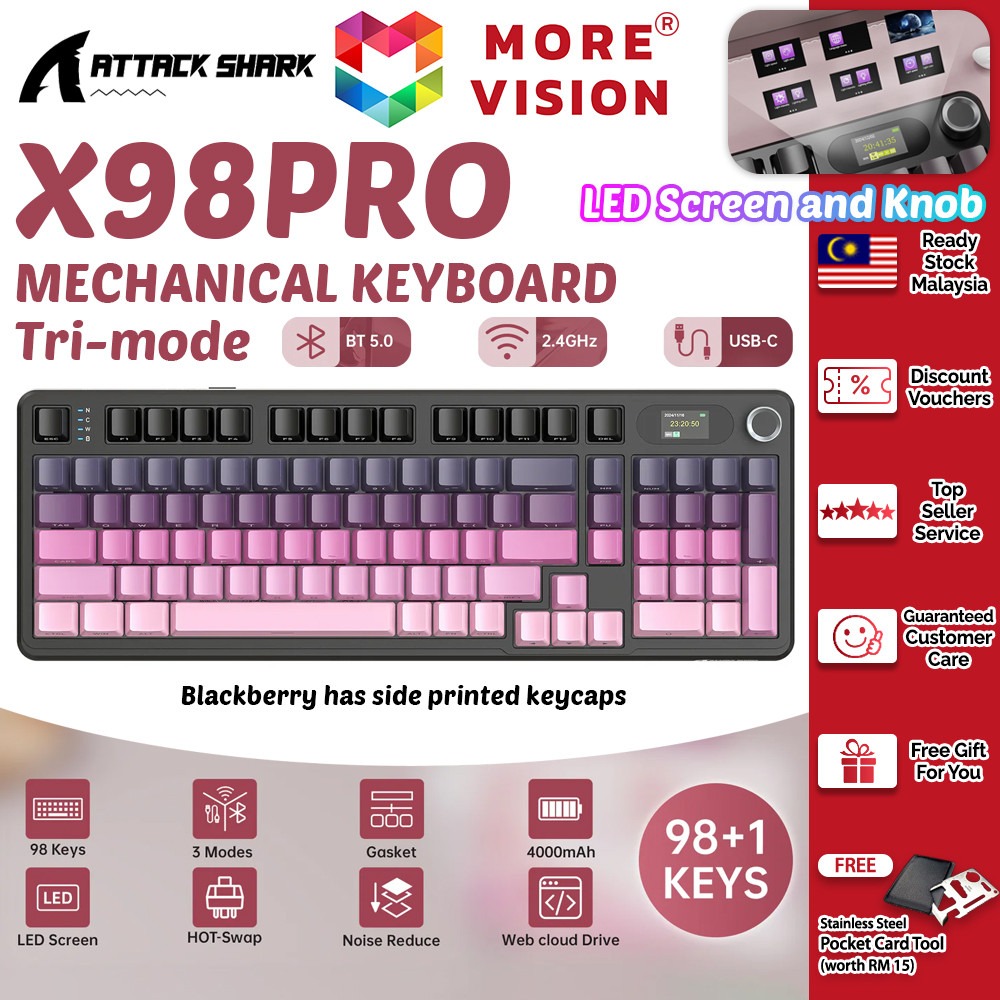 ATTACK SHARK X98Pro Wireless Mechanical Gaming Keyboard Tri-mode ...