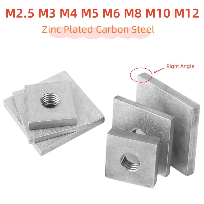 Galvanized Zinc Plated Carbon Steel Square Nuts M2.5M3M4M5M6M8M10M12 ...