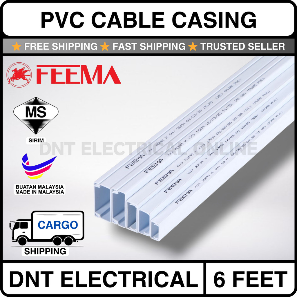(Ready Stock) 6FEET / 182CM PVC Wire Casing , Electrical Casing , Wire ...