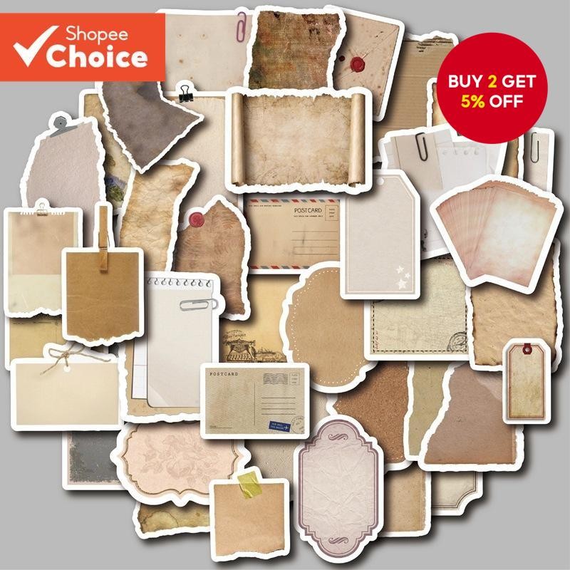 40PCS Vintage Stamp Stickers - Waterproof Vinyl Decals for Laptop ...