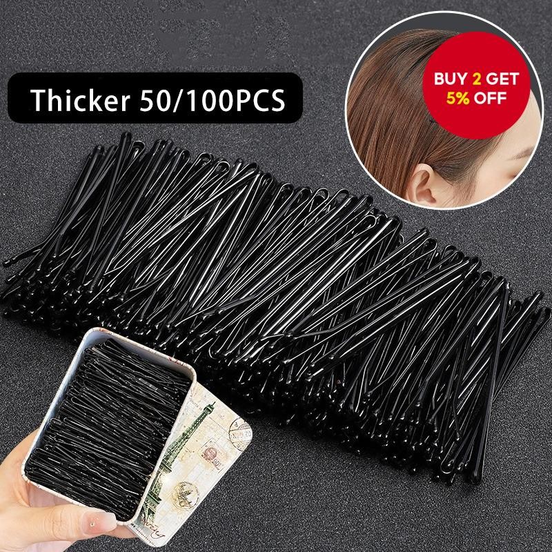50/100PCS Black Hair Clips Simple Bangs Holders for Women Versatile ...