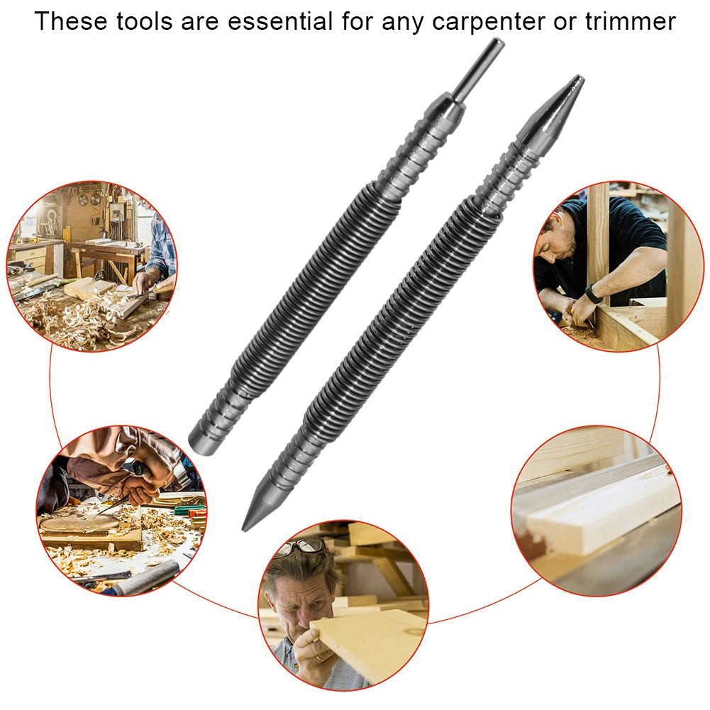 🔥Hot🔥1/2pcs Double Head Spring Loaded Center Pin Punch Tool for Wood ...