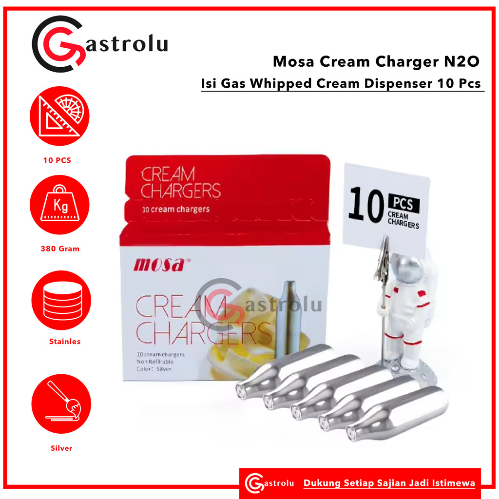 Mosa Cream Charger N2O – Fill Gas Whipped Cream Dispenser 10 Pcs ...