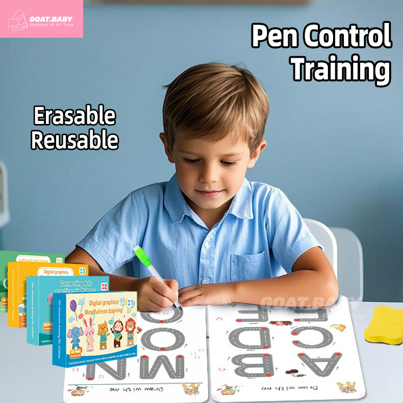 Erasable Tracing Book Pen Control Training Educational Toys for Kids ...