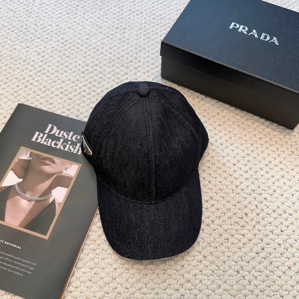 PRADA Denim Baseball Cap Triangle Logo 1: 1 High Quality Men Women Same Style Casual Cap CP ...