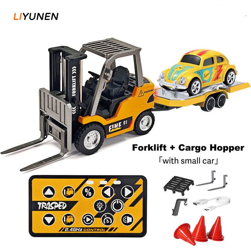 1:64 Mini Alloy RC Forklift Desktop Car 4WD Full-scale Remote Control ...