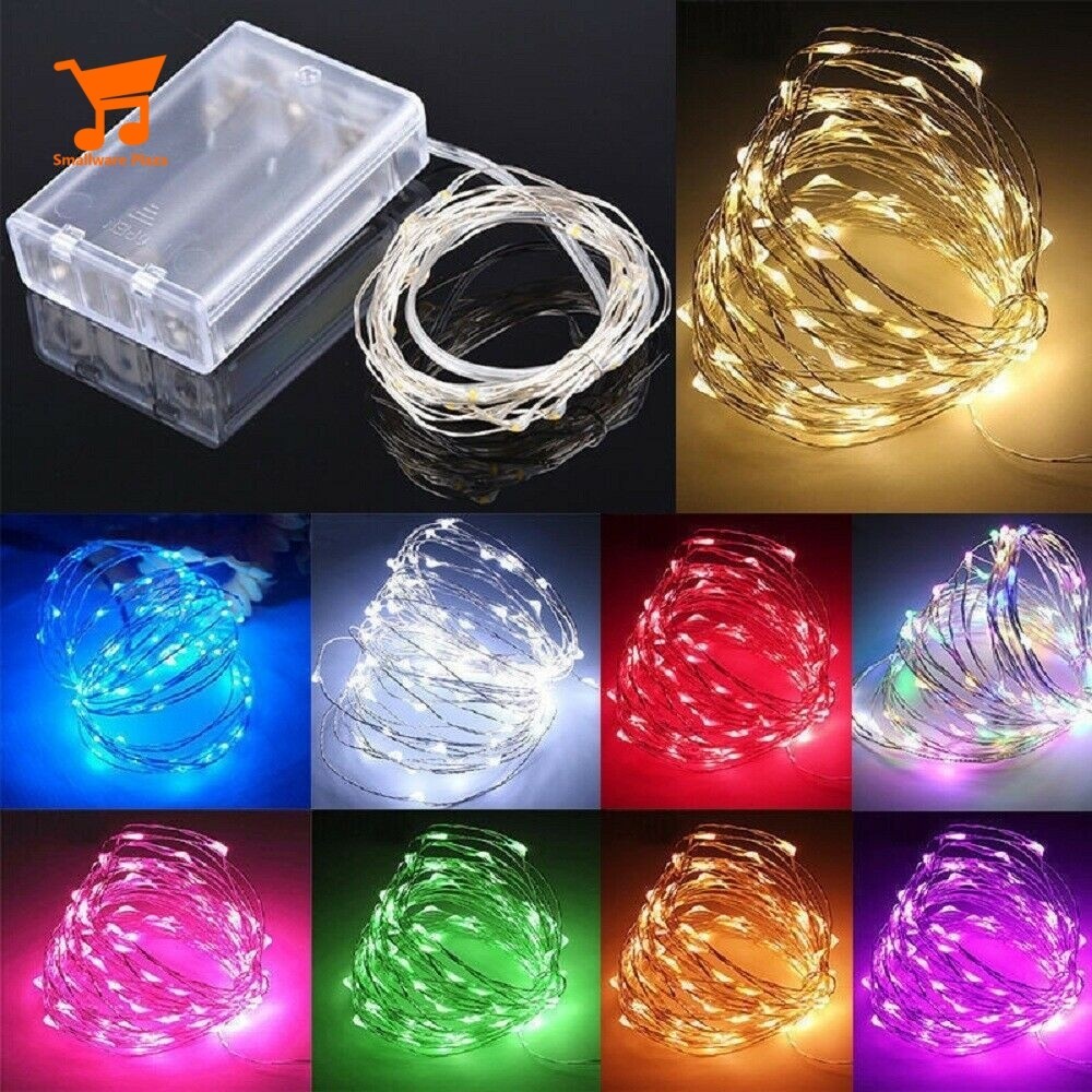 20/50/100 LEDs Battery Operated Mini LED Copper Wire String Fairy ...
