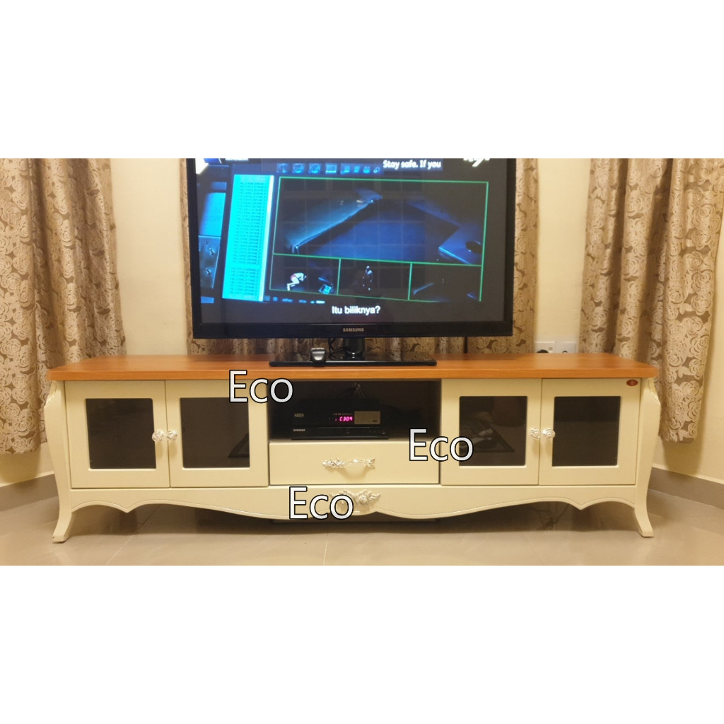 Tiktop Furniture Solid Wood TV Cabinet Kayu Solid TV Console | Shopee ...