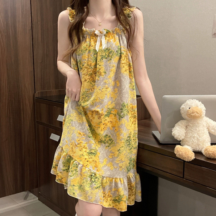 Dress pyjamas women Nightdress with Chest Pad Women's Sling Summer ...