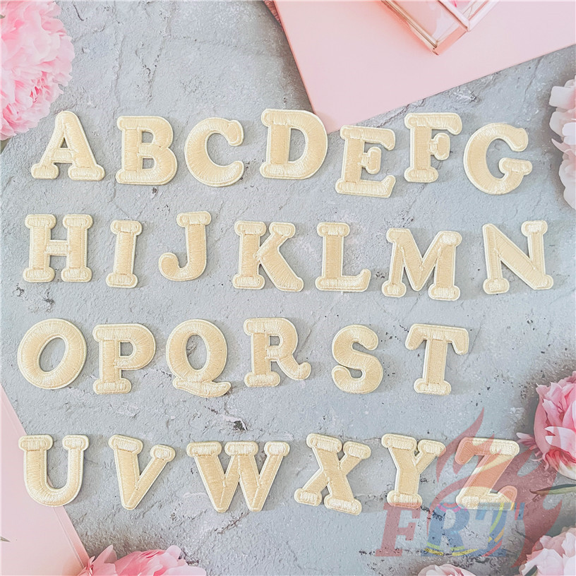 1Pc Beige English Letters Self-adhesive Sticker Patch DIY Alphabet ...