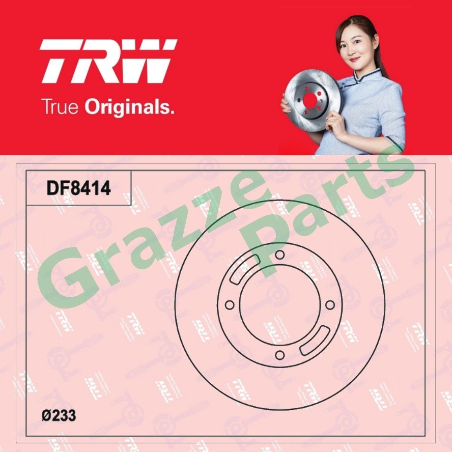 (2pc) TRW Disc Brake Rotor Front for DF8414 Toyota Avanza F653 F654 ...