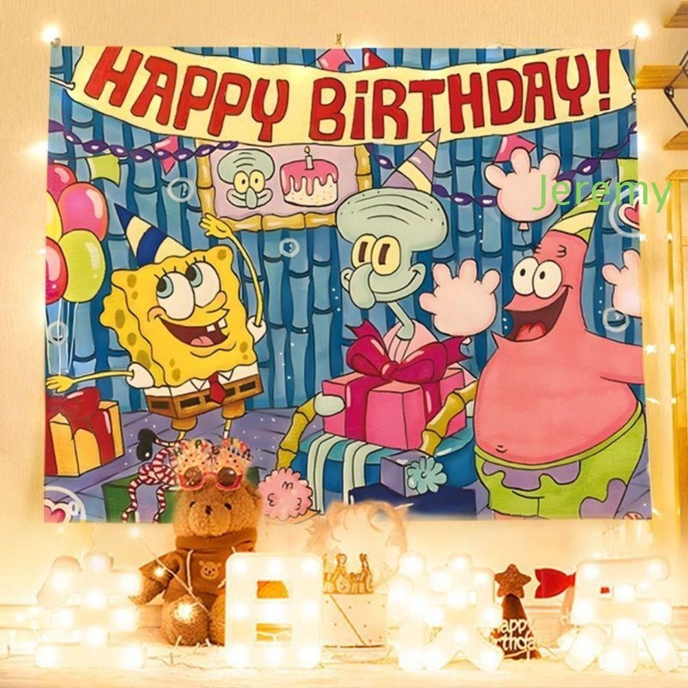 JEREMY1 SpongeBob SquarePants Backdrop, 100X70CM Cartoon Birthday ...