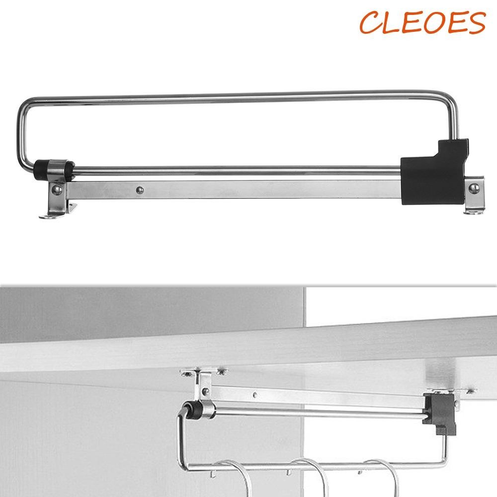 CLEOES Clothes Rod Retractable Pull Out Sliding Rail Space Saving ...
