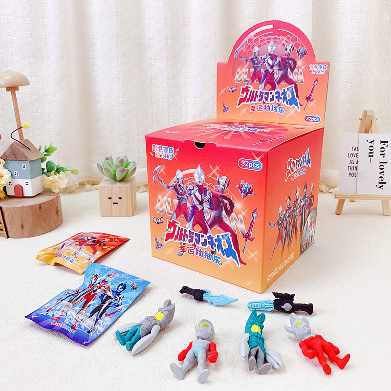 1PCS Creative Ultraman Rubber Blind Box Drawing Fun Cartoon 3D Eraser Detachable and Assembled ...