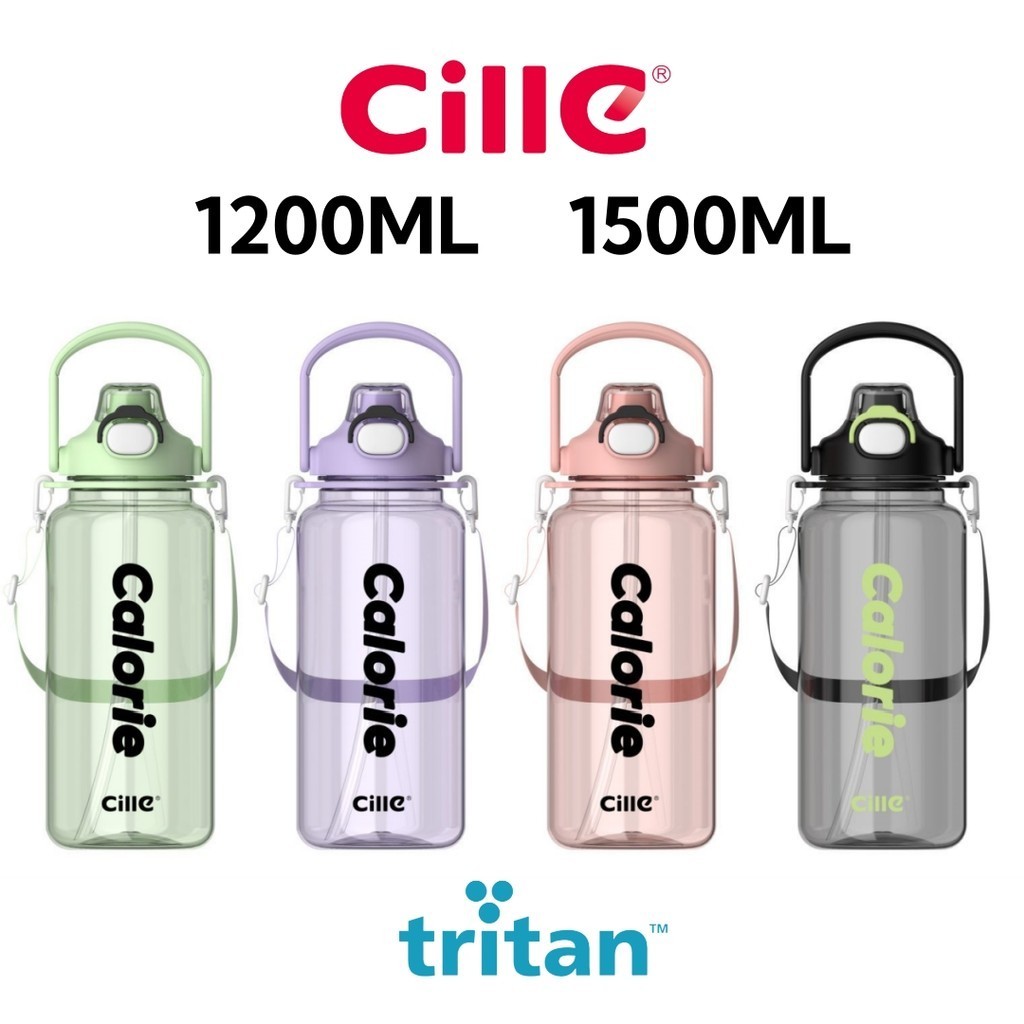 Cille Water Bottle Tritan BPA-Free Plastic Water Bottle With Starw Botol Air Plastik XL-2481 ...