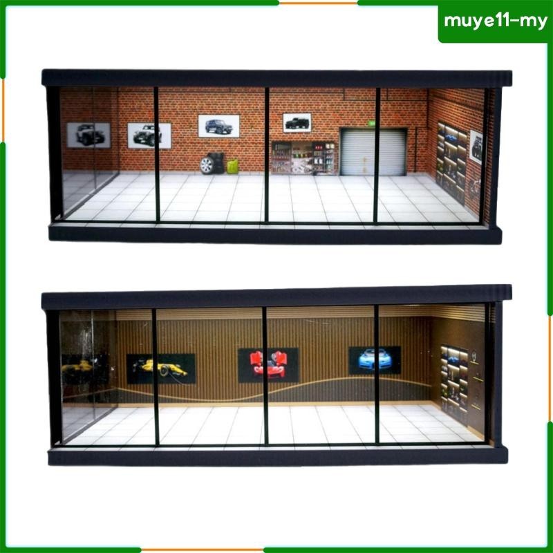 [MuyeadMY] 1:64 Scale Model Car Show Case Lighted Vehicle Scene Toy ...