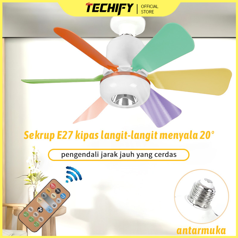 Upgraded ceiling fan light 2-in-1 fan with LED light E27 screw ceiling ...