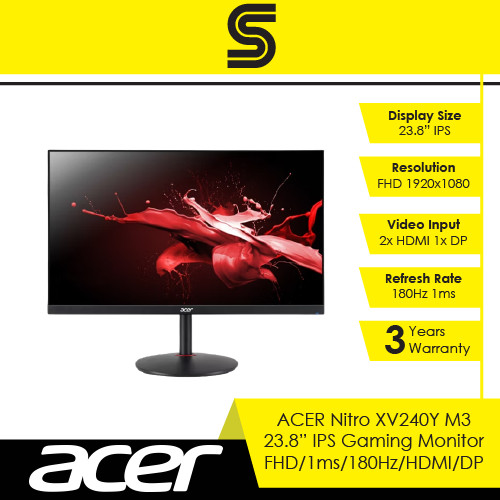 ACER NITRO XV240Y M3 LED Gaming Monitor - 23.8"/IPS/180Hz/FHD/1ms ...