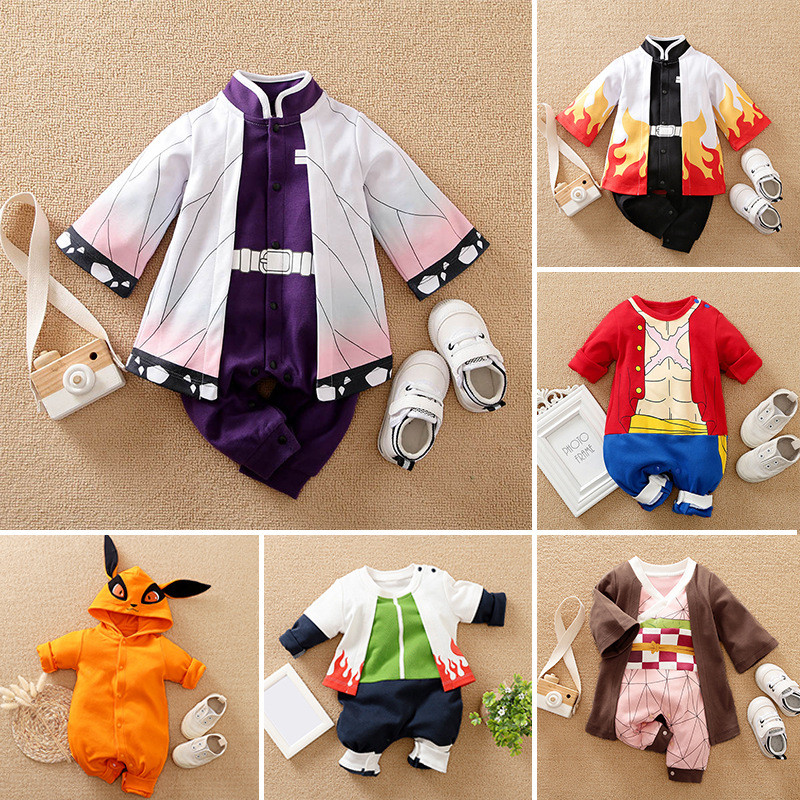 2024 Baby Romper Anime Demon Slayer Cosplay Costumes Cotton Boy Girl ...