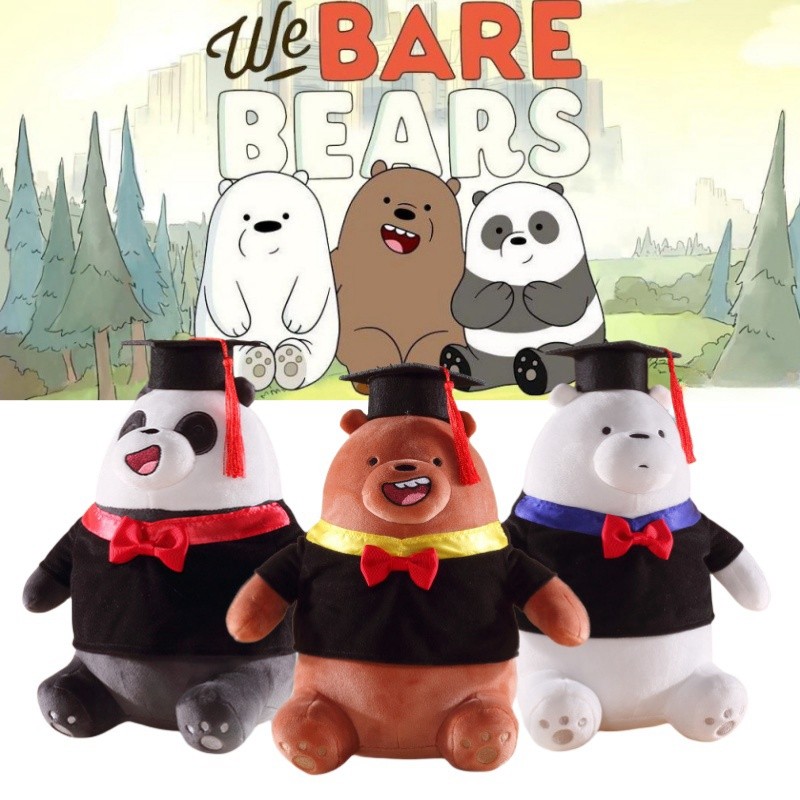 We Bare Bears Graduation Plush Toy Adorable Kindergarten Bear with Cap ...