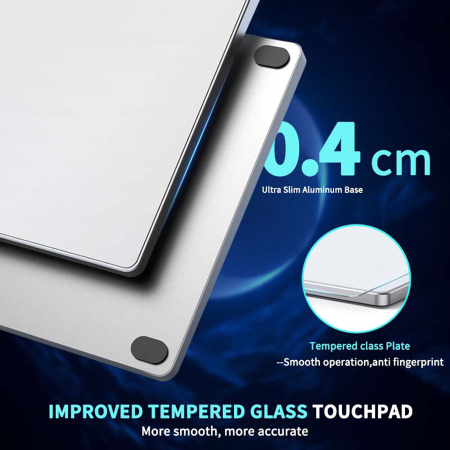 Alloy USB Wired Multi-TouchTrackpad MouseTempered Glass Surface With ...