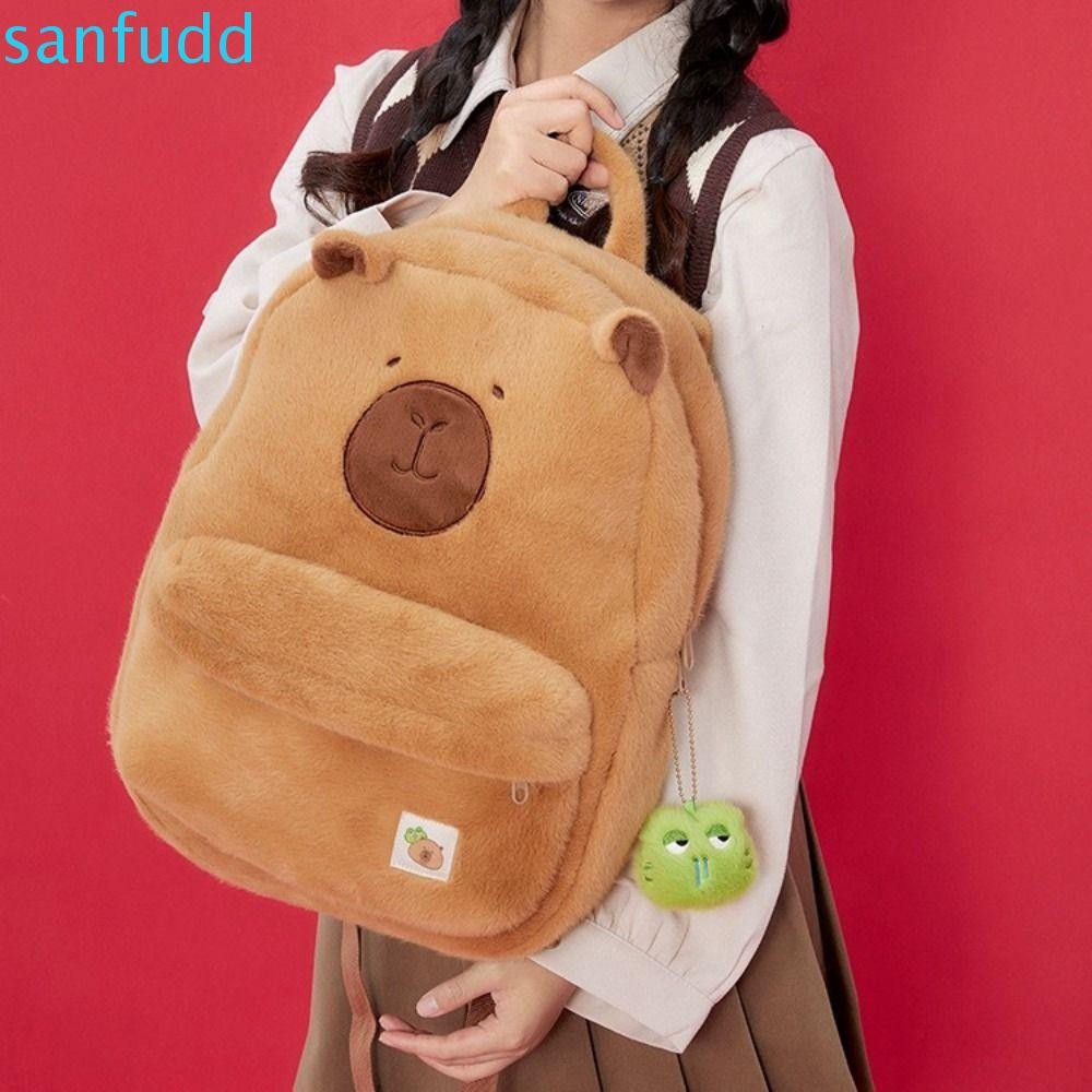 SANFUDD Capybara Plush Backpack, Large Capacity Animal Capybara ...