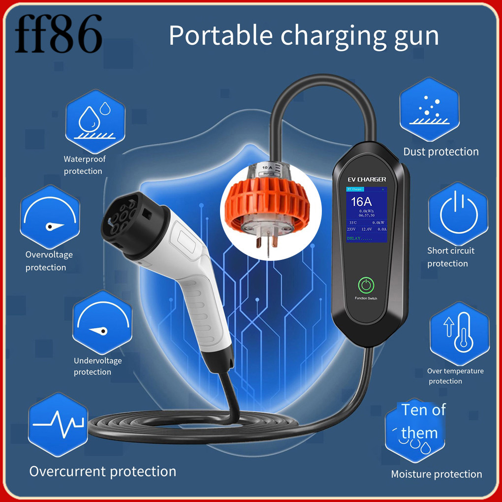 5M EV Charger Type 2 3.5KW EV Charger Portable EV Portable EV Charger 8/10/13/16A Adjustable ...
