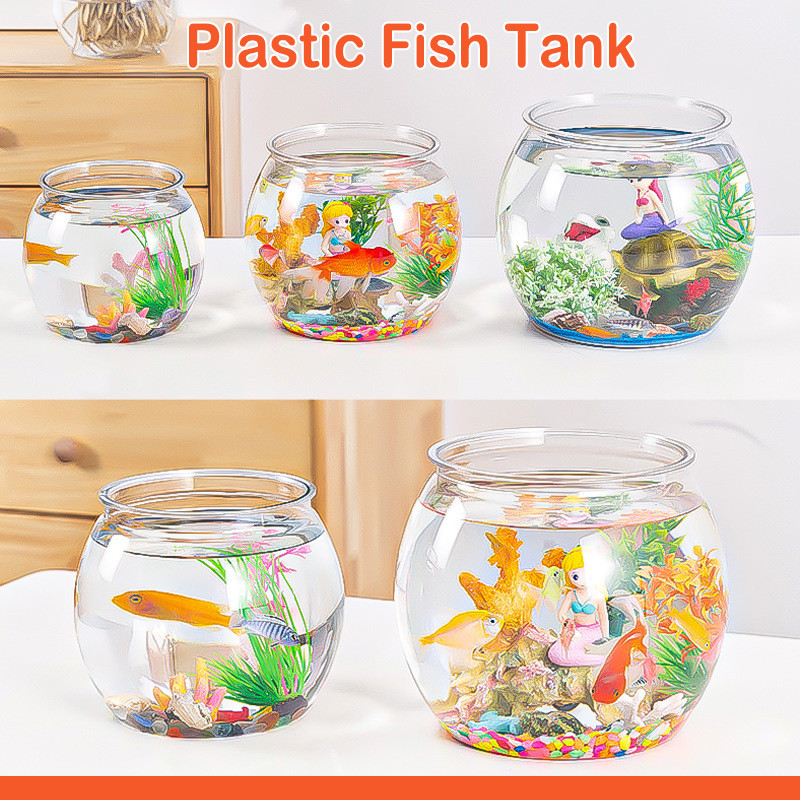 Fish Bowl Heavy Duty Hard Plastic Transparent Fish Bowl Aquarium ...