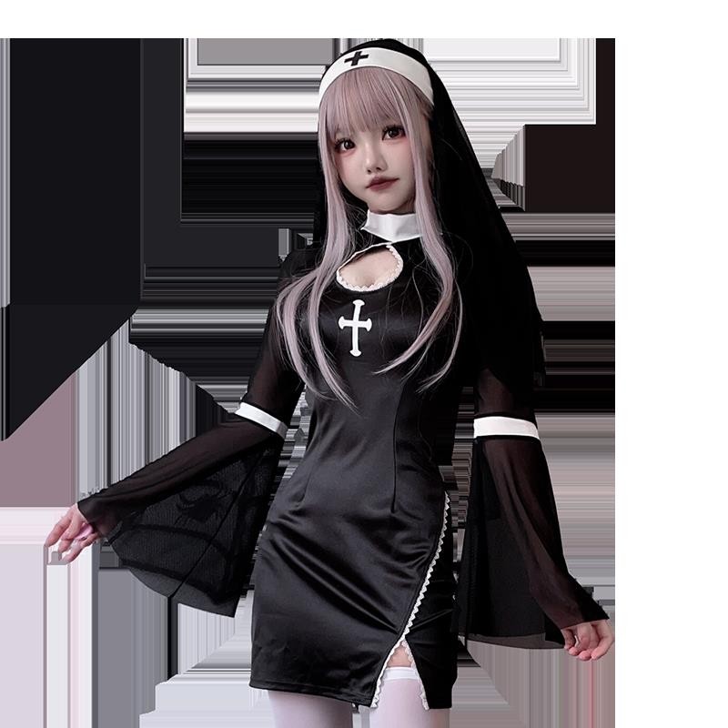 Tume vampire nun costume cross dark gothic cosplay Halloween Adult ...