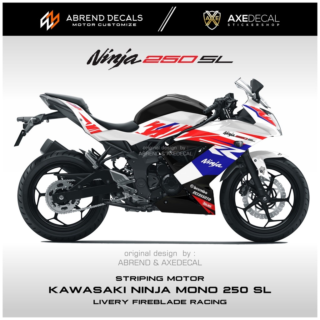 Ninja 250 Sl Fireblade Racing Striping / Kawasaki Ninja Mono Sticker ...
