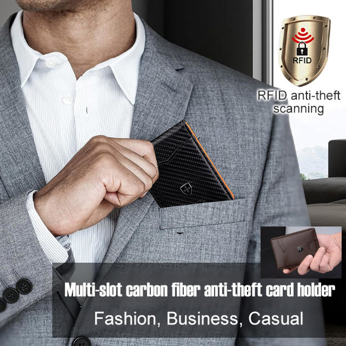 【Ship in 24H】[RFID Anti-Lost/Anti-Theft/Ultra-thin]Minimalist Carbon ...