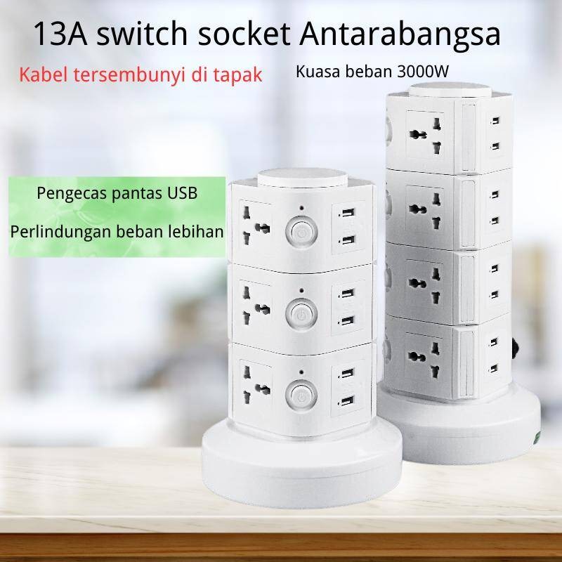 British standard socket, standard USB socket, vertical British plug ...