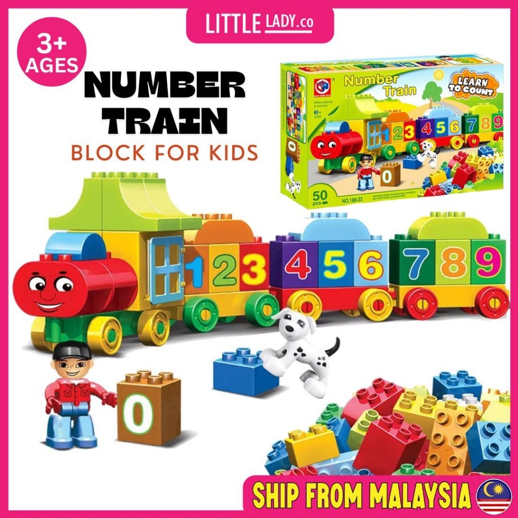Number 123 DIY Building Block Train Kids Toy Lego Letters Train Toy ...