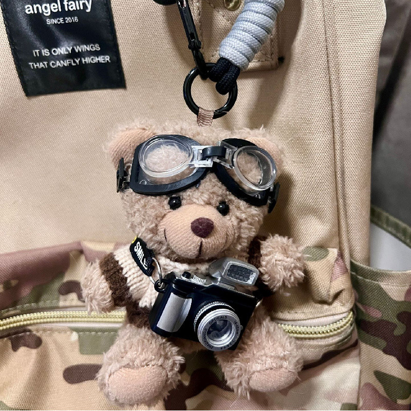 Original Camera Bear Cute Bag Charm Plush Puppet and Doll Schoolbag ...